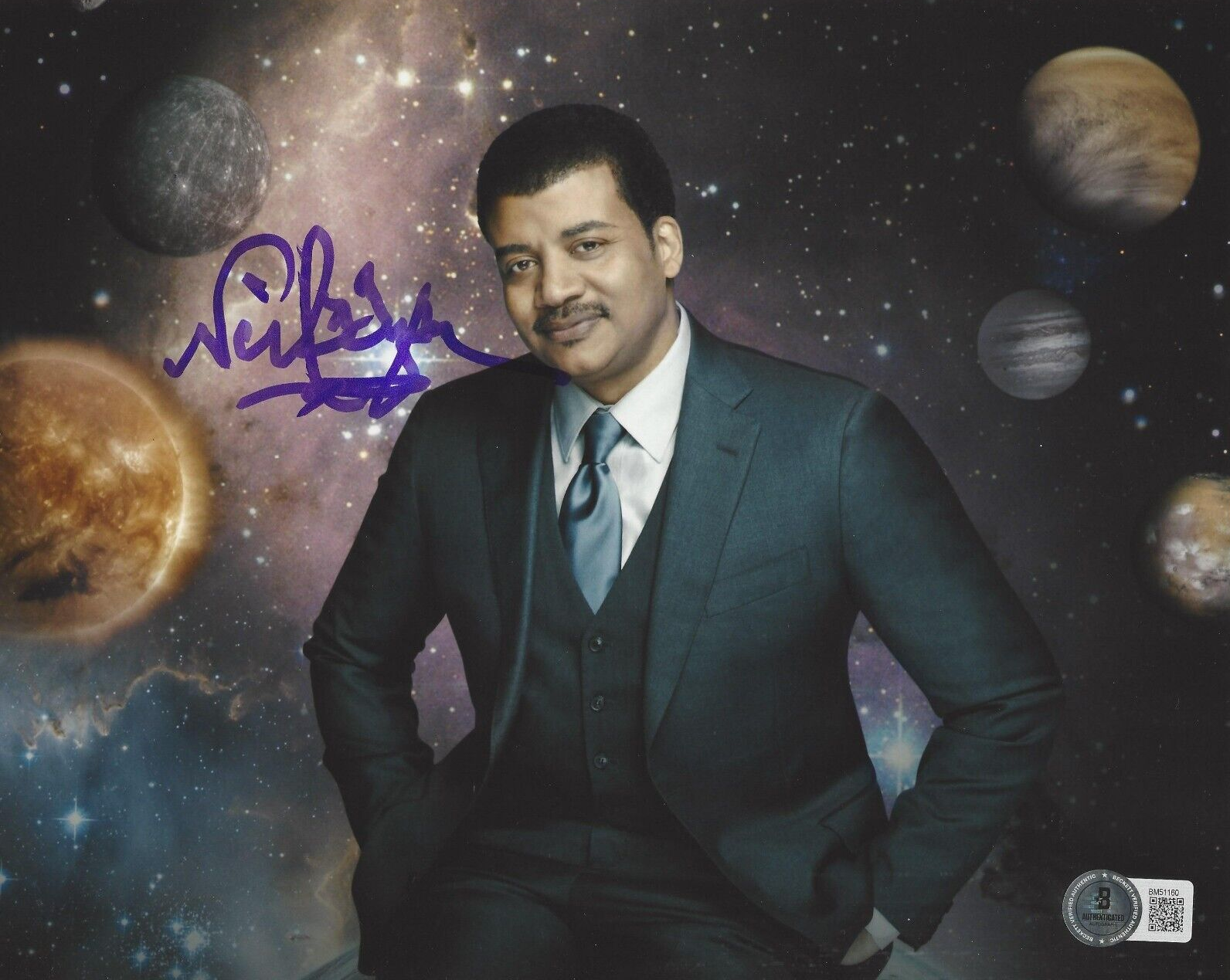 NEIL DEGRASSE TYSON SIGNED 8x10 PHOTO 2 ASTROPHYSICIST COSMOS BECKETT ...