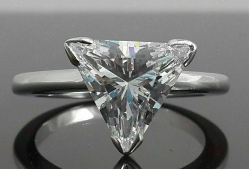 3Ct Trillion Lab Created Diamond Solitaire Engagement Ring 14K White ...