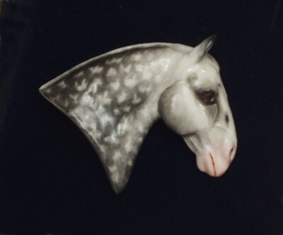 Fine Bone China Horse Brooch - Hogged Cob - Dapple Grey | eBay