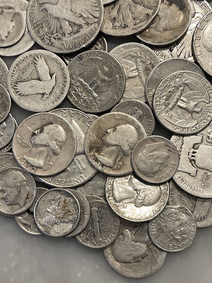 $10 Face 90% Silver CULL Lot Mercury, Walking Liberty, Franklin & More ...