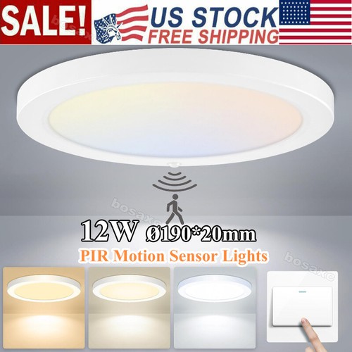 12W LED Ceiling Light PIR Motion Sensor Dimmable Flush Mount Garage ...