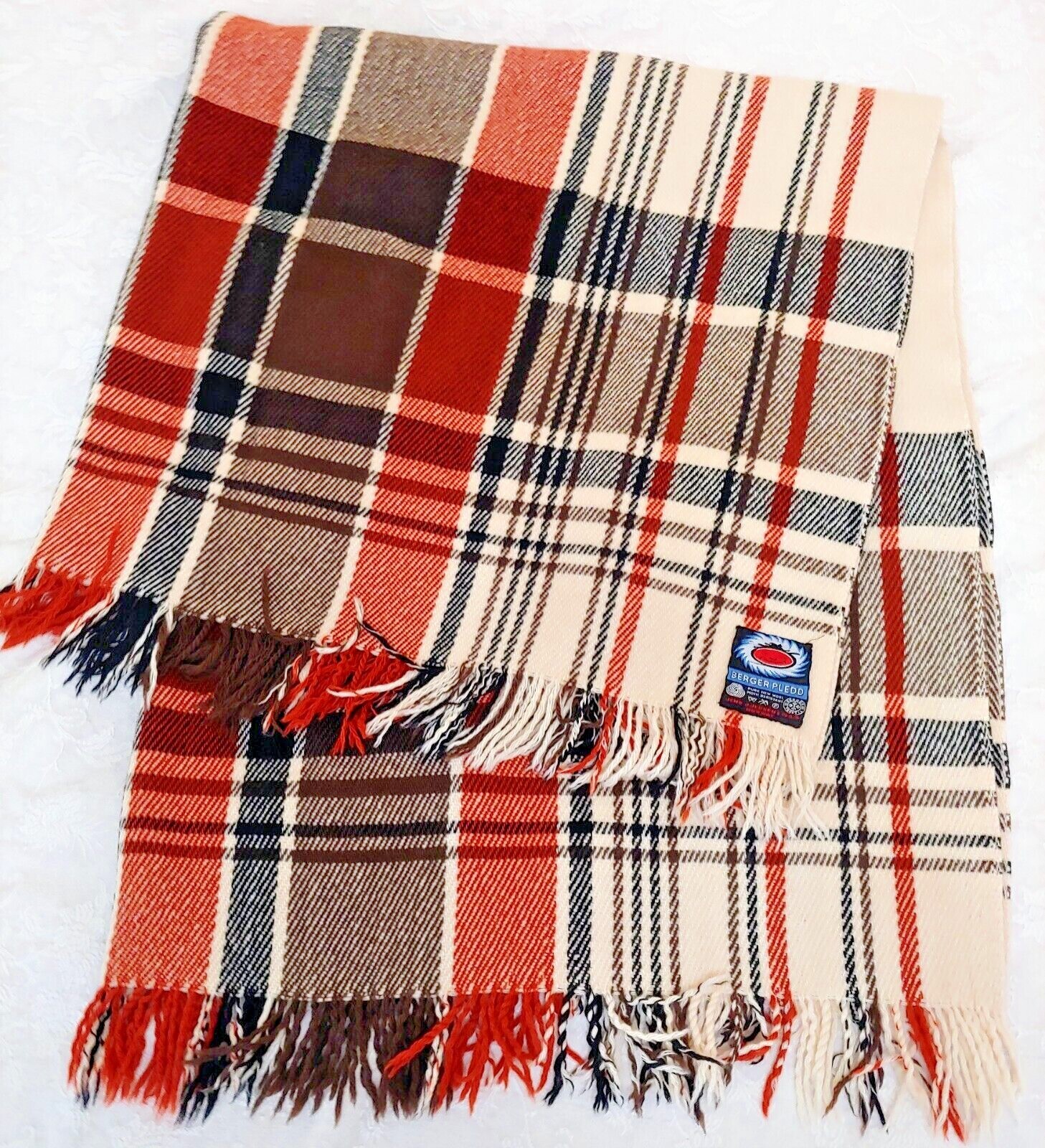 VINTAGE BERGER PLEDD OF NORWAY PURE NEW WOOL PLAID THROW BLANKET 54" x 65" | eBay