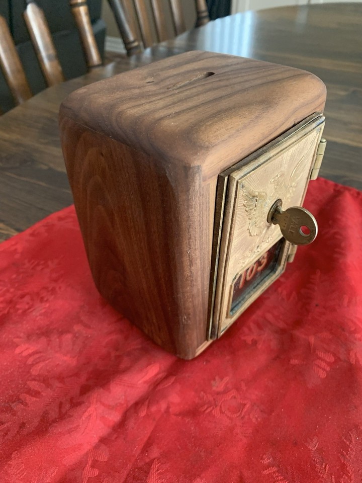 Antique Walnut Post Office Box Bank With Circa 1892-1895 Federal Eagle ...