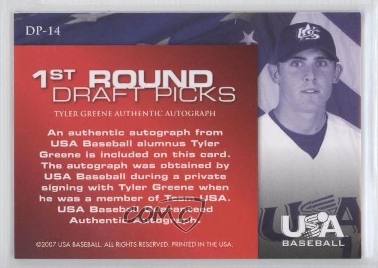 2007 USA Baseball 1st Round Draft Picks Red Ink /145 Tyler Greene #DP ...
