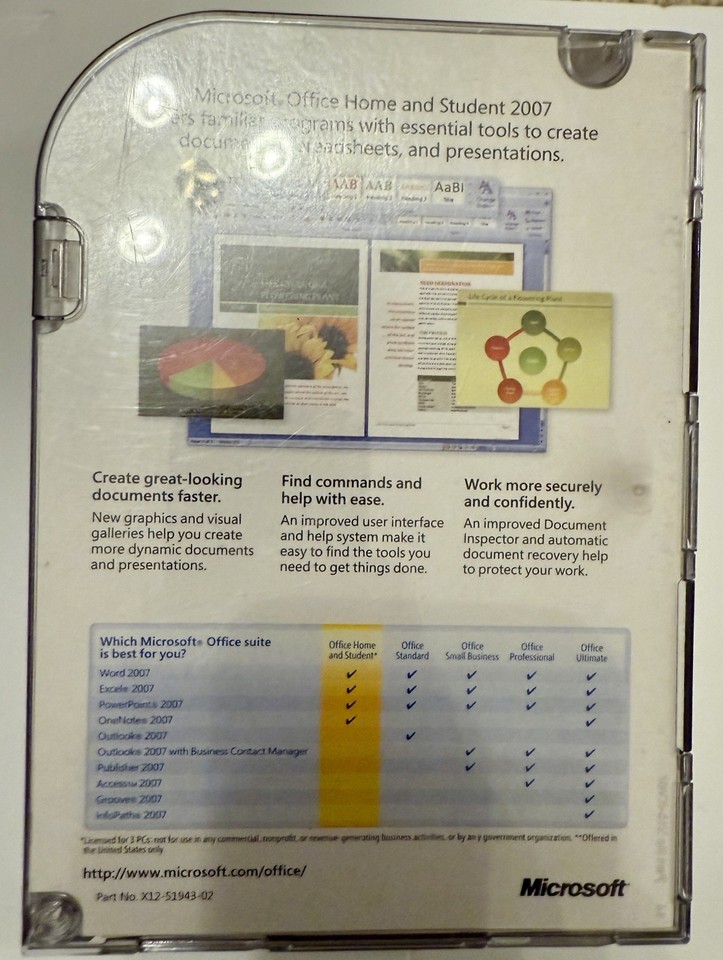 Microsoft office and student 2007 programs word, excel, powerpoint ...