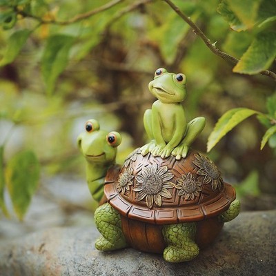 Frogs Turtle Adornment Creative Resin Figurine Decor Garden Statue ...