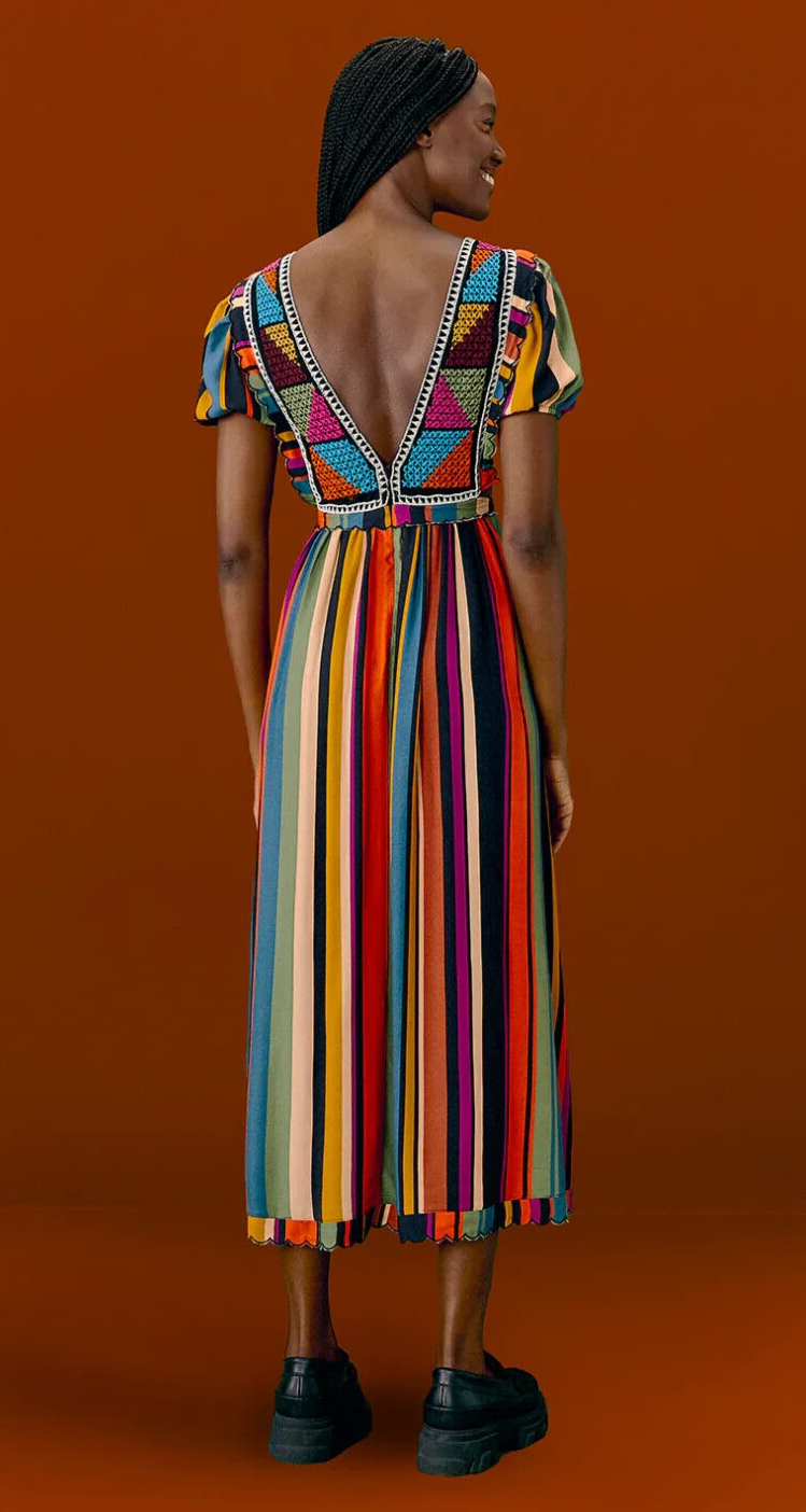 FARM RIO Extraordinary Stripes Embroidered Lenzing Ecovero Viscose ...