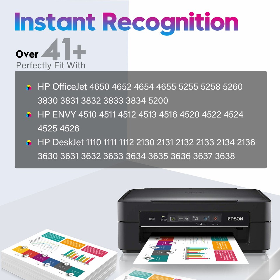 63 XL Ink Cartridge for HP OfficeJet 3830 4650 4655 5255 ENVY 4512 4516 ...