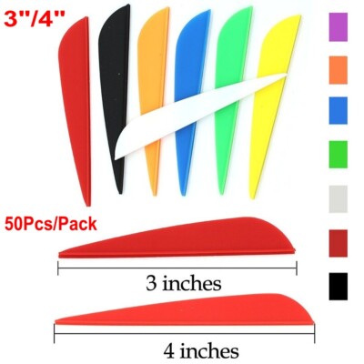50Pcs 3"/4" Fletching Drop Shape Vane Rubber Feathers For Hunting ...