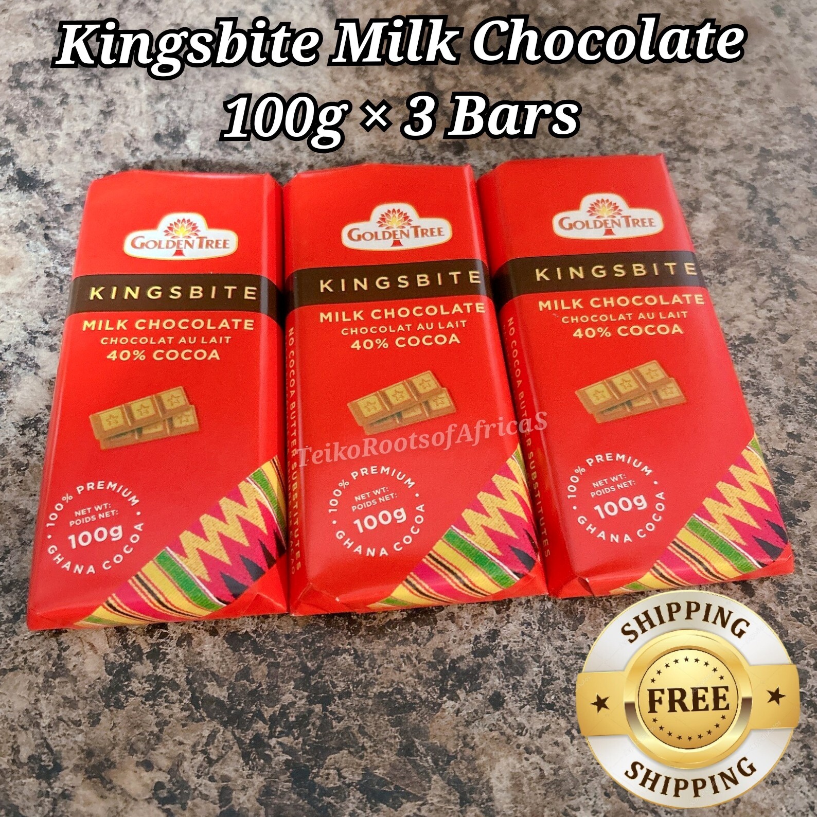×3 Bars Kingsbite Milk Chocolate, GoldenTree Ghana Dark Bars 40% to 90% ...