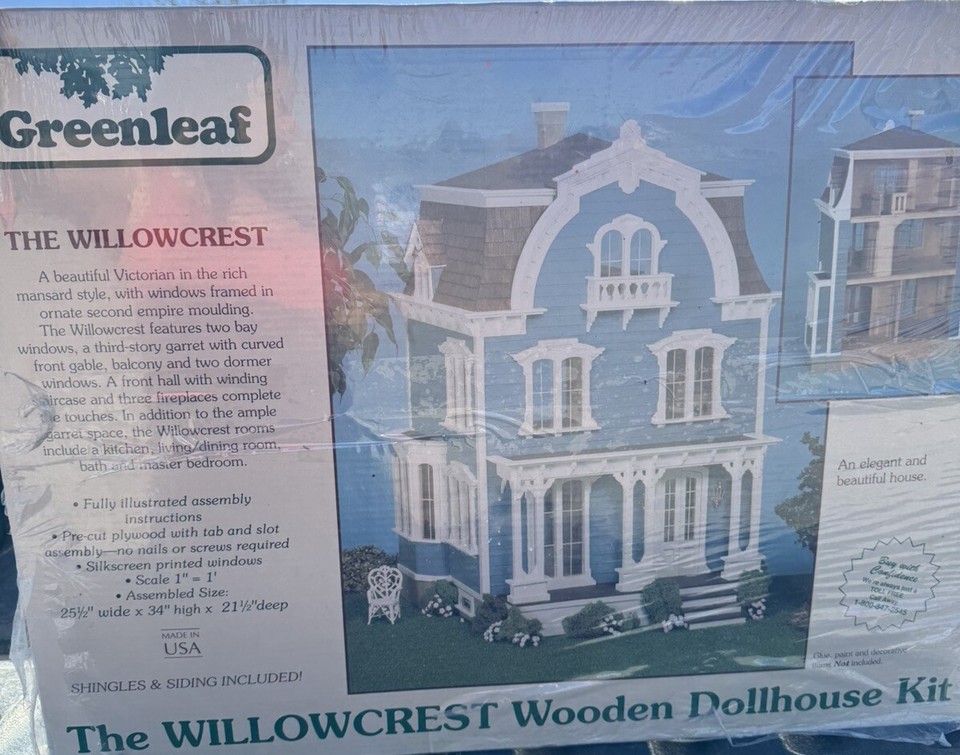 Vintage Greenleaf WILLOWCREST Wooden Dollhouse Kit Sealed in Box | eBay