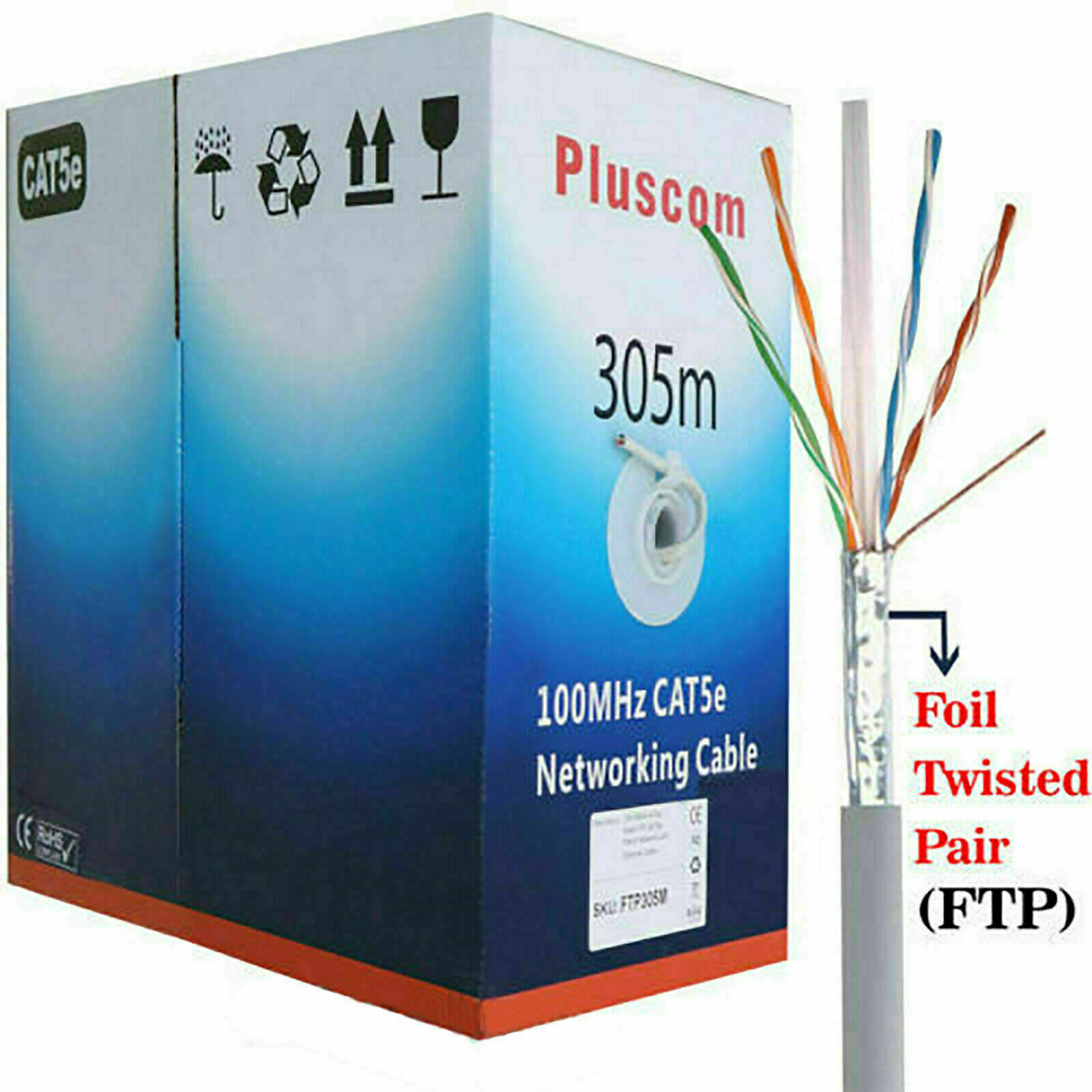 305M RJ45 Cat5e Cat6 Ethernet Network OUTDOOR FTP UTP Roll Cable Lead ...