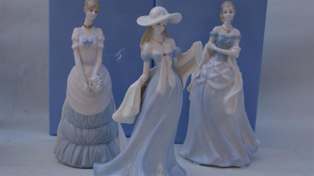 Set Of 3 Galleria Porcelain Lady Figurines by Juliana Collection Boxed ...