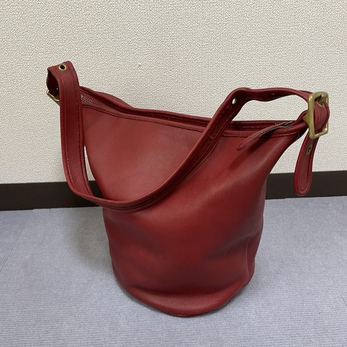 Vintage Coach Duffle Sack Shoulder bag in red Glove Tanned Leather 9085 ...