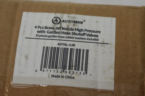 Automan 4 Piece Brass Jet Nozzle High Pressure Set w Garden Hose Shut ...