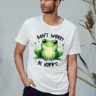 Dont Worry Be Hoppy! Frog Pun Cartoon Graphic T-Shirt | eBay UK