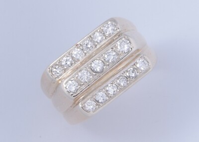 Yellow Gold Custom Men's 14k Offset Tri Band Diamond Ring 1.0 CTW | eBay