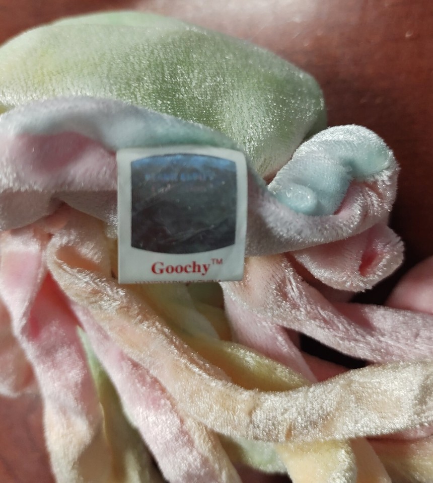 Goochy the Jellyfish Ty Beanie Baby Pink Green Yellow Blue Retired 1998 ...