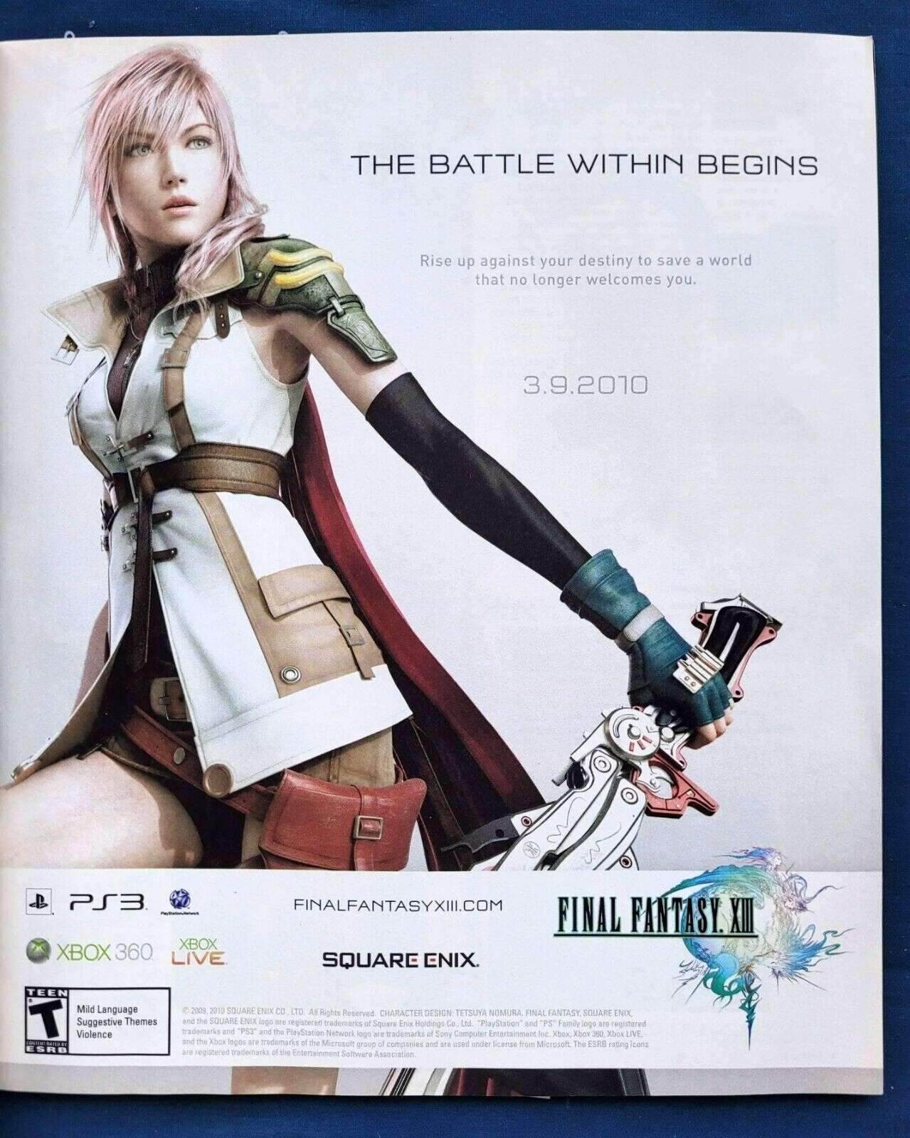 RARE! 2010 FINAL FANTASY XIII PS3 Xbox Video Game = Promo PRINT AD 9 x ...