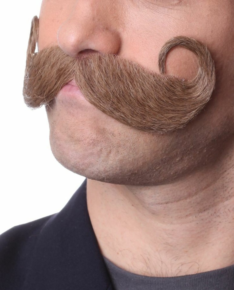 HUMAN HAIR HANDLEBAR MOUSTACHE COSTUME MUSTACHE GENTLEMAN DETECTIVE ...