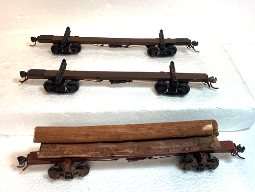 HO Scale Lot of 3 Undecorated Skeleton Log Cars, 1 with Logs (Details ...