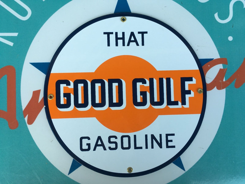 GOOD GULF GASOLINE top QUALITY porcelain coated 18 GAUGE steel SIGN | eBay