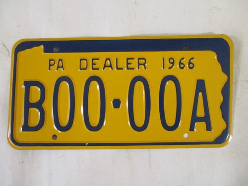 1966 Pennsylvania DEALER SAMPLE ZERO License Plate Tag | eBay