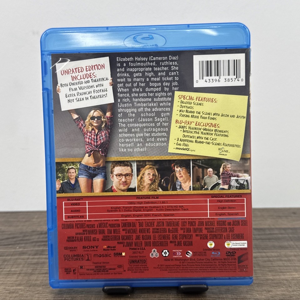Bad Teacher: Unrated (Blu-ray/DVD, 2011) Cameron Diaz, Justin ...