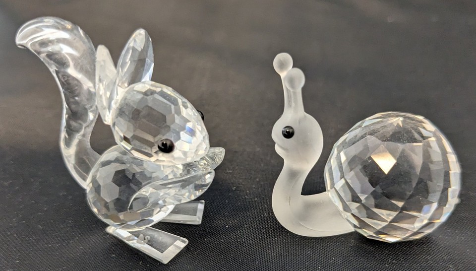 Small Crystal Animal Figurines Set Squirrel Snail Decorative Ornament ...