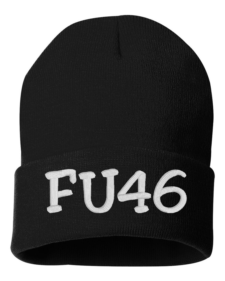 FU46 Embroidered Cuffed Beanie Hat, Embroidered Gift, Winter Hat | eBay