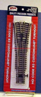 Atlas #560~HO~Code 83~WYE Turnout/Switch~Custom Line~Nickel Silver Rail ...