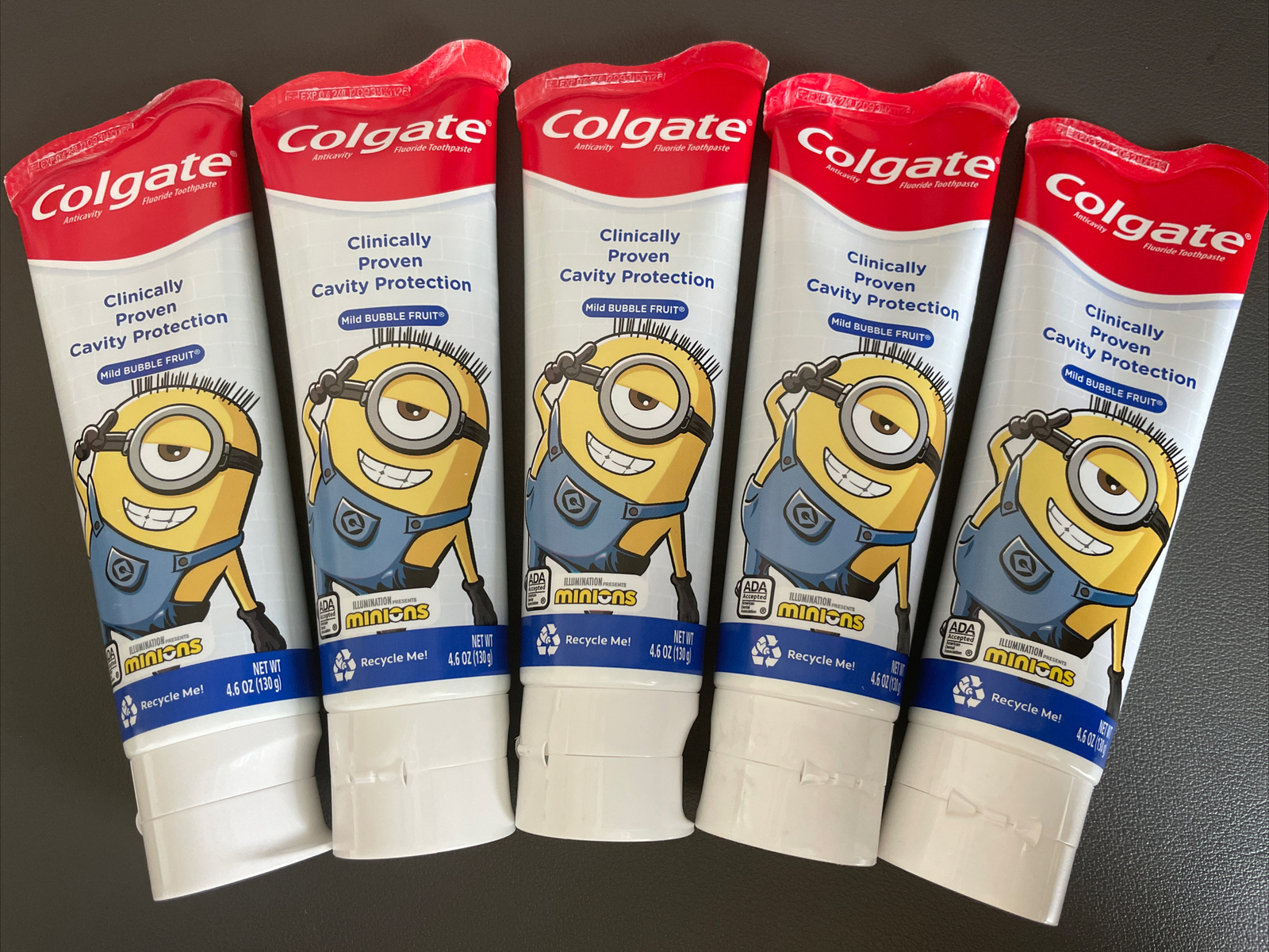 5x Colgate Kids Fluoride Toothpaste Minions Mild Bubble Fruit New ...