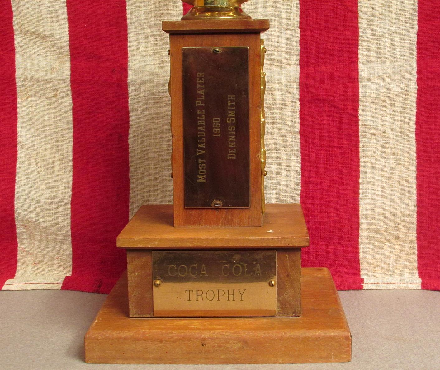 Vintage 1960 Baseball MVP Coca Cola Trophy Wood w/ Metal Topper 14 ...