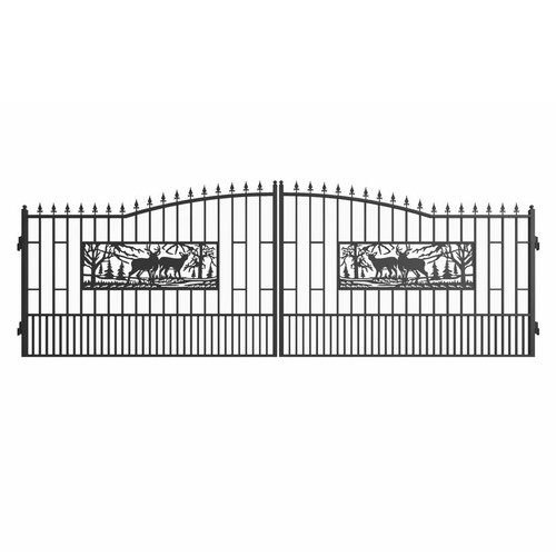 20FT Rectangular Steel Deer Dual Swing Iron Gate for Driveway Anti-Rust ...