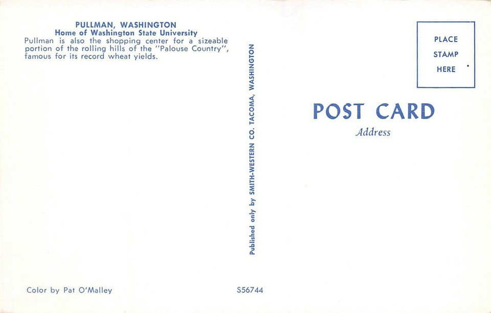 Home Of Washington State University Skyline Street View Pullman, WA Vtg ...