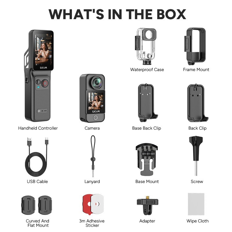 SJCAM C400 Handheld Action Camera 4K,7H Power, 6-Axis Stabilization 2.5 ...