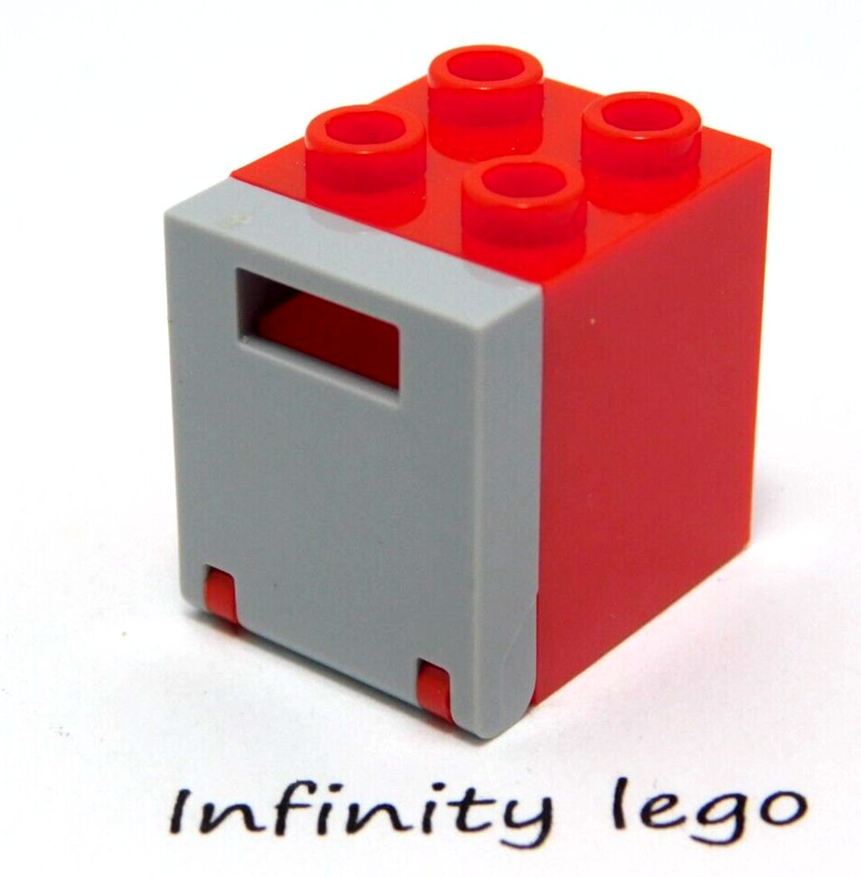 4 LEGO Red Container 2x2x2 Opened Studs Light Grey Door Mailbox (30060 ...