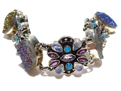 7-7.75" LARGE NICKY BUTLER STERLING SILVER TURQUOISE MOONSTONE DRUZY ...