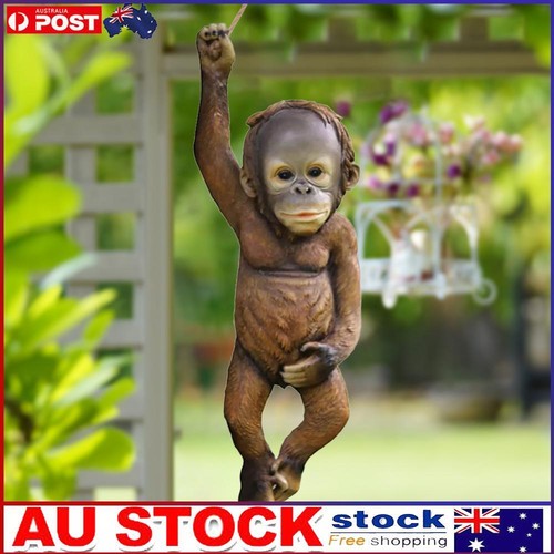 Monkey Statue Crafts Resin Animal Statue Hanging Miniature for Yard ...