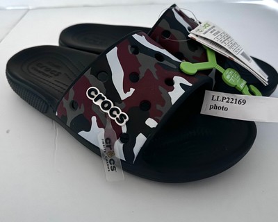 CROCS Classic Slide BURGUNDY GRAY BLACK CAMO (Unisex Size M9 W11) NEW ...