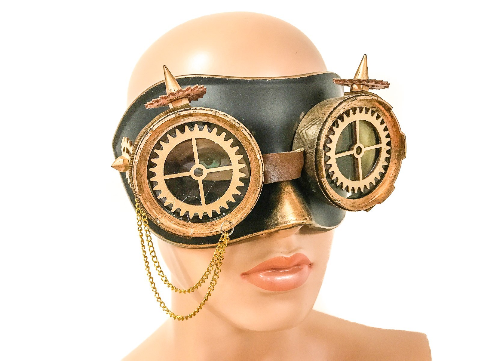Steampunk Gear Goggles Mask Chain Leather Spike Masquarade Cosplay ...