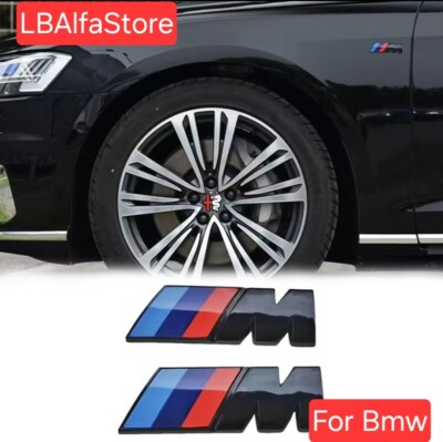 2x BMW M Sport Emblem Matte Black Adhesive Sticker Side Wing Fender ...