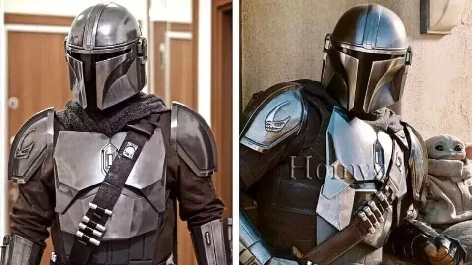 Silver Mandalorian Costume Medieval Full Suit of Mandalorian Star Wars ...