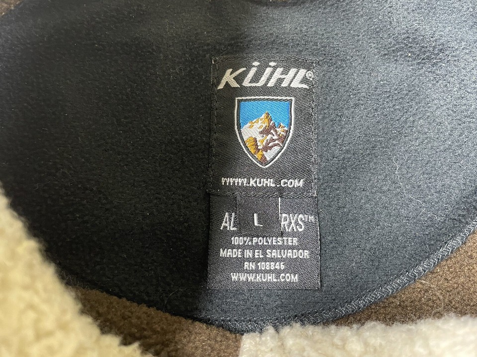 Kuhl Mens Large Brown Alpenwurx Faux Leather Full Zip Fleece Jacket ...