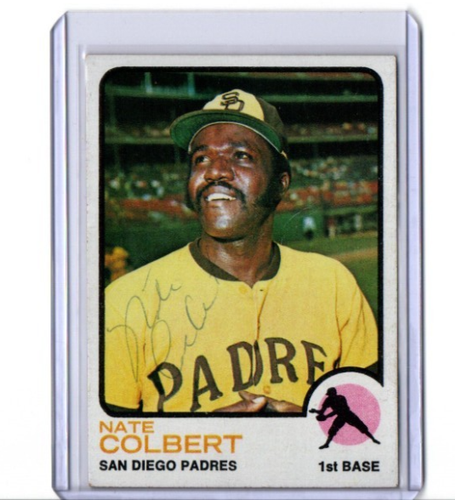 1973 TOPPS VINTAGE CARD SIGNED IP AUTO NATE COLBERT SAN DIEGO PADRES ...