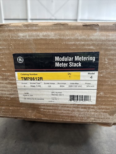 NEW GE METER STACK TMP8612R 6 SOCKET 125 SOCKET AMPS 800 BUS AMPS 3PH ...