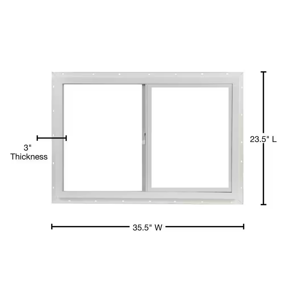 TAFCO WINDOWS 35.5" x23.5" Double-Pane Single Vinyl Slider Window Left ...