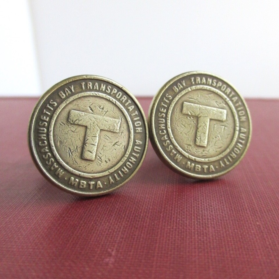 BOSTON Transit Token Cuff Links - Vintage MBTA Gold Tone Recycled Brass ...