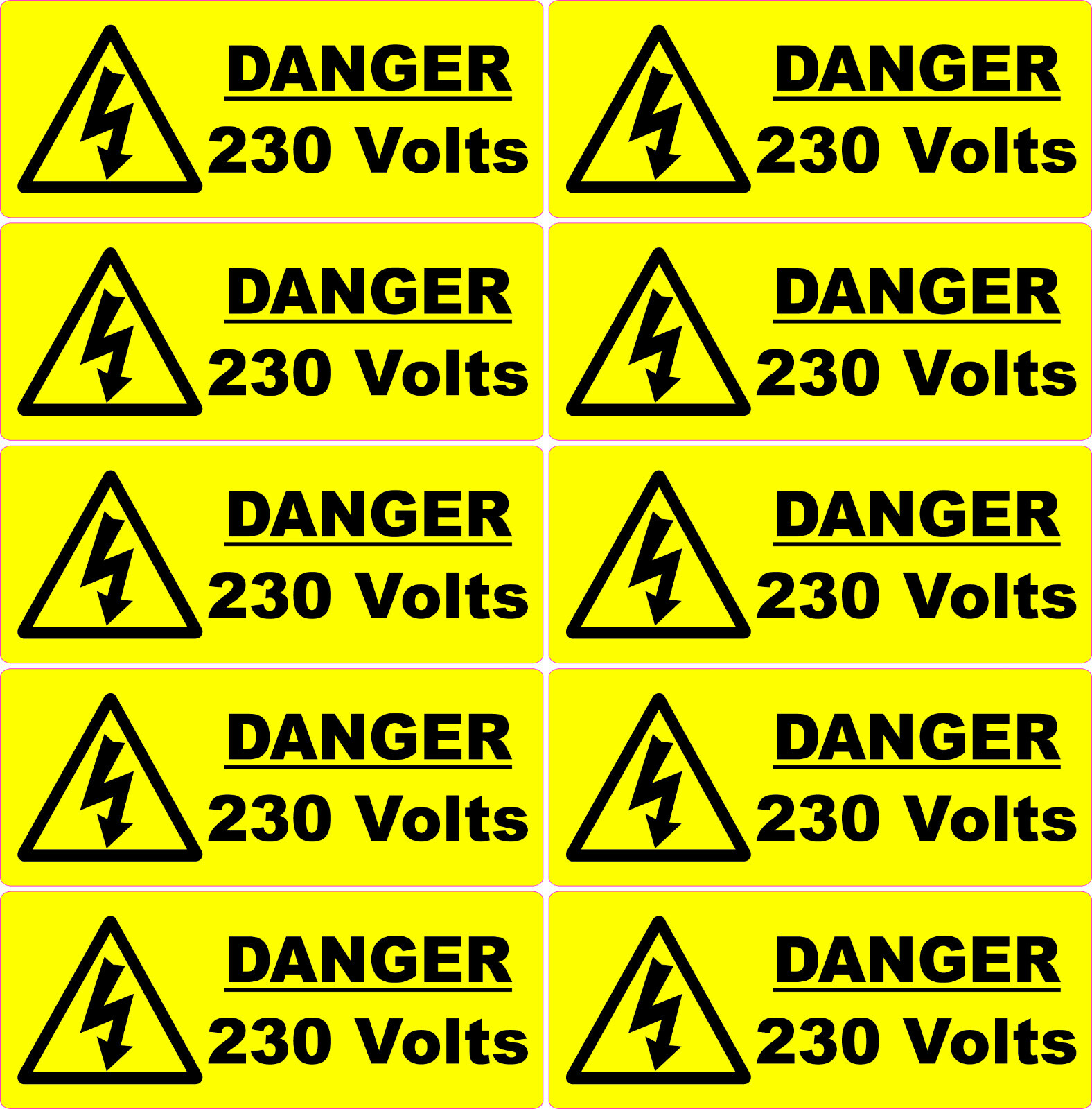 Electrical Warning Labels 230v 240v 400v 415v 440v Electric Shock, High ...
