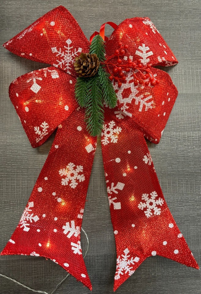 Christmas Tree Topper/Bow Decoration w/LED Lights & Timer | eBay